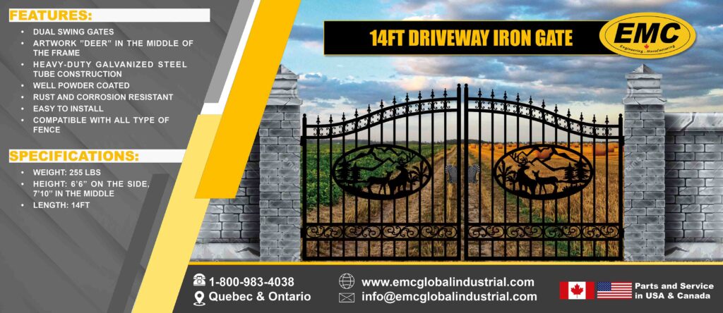 14FT Driverway Iron Gate (Artwork”Deer”)