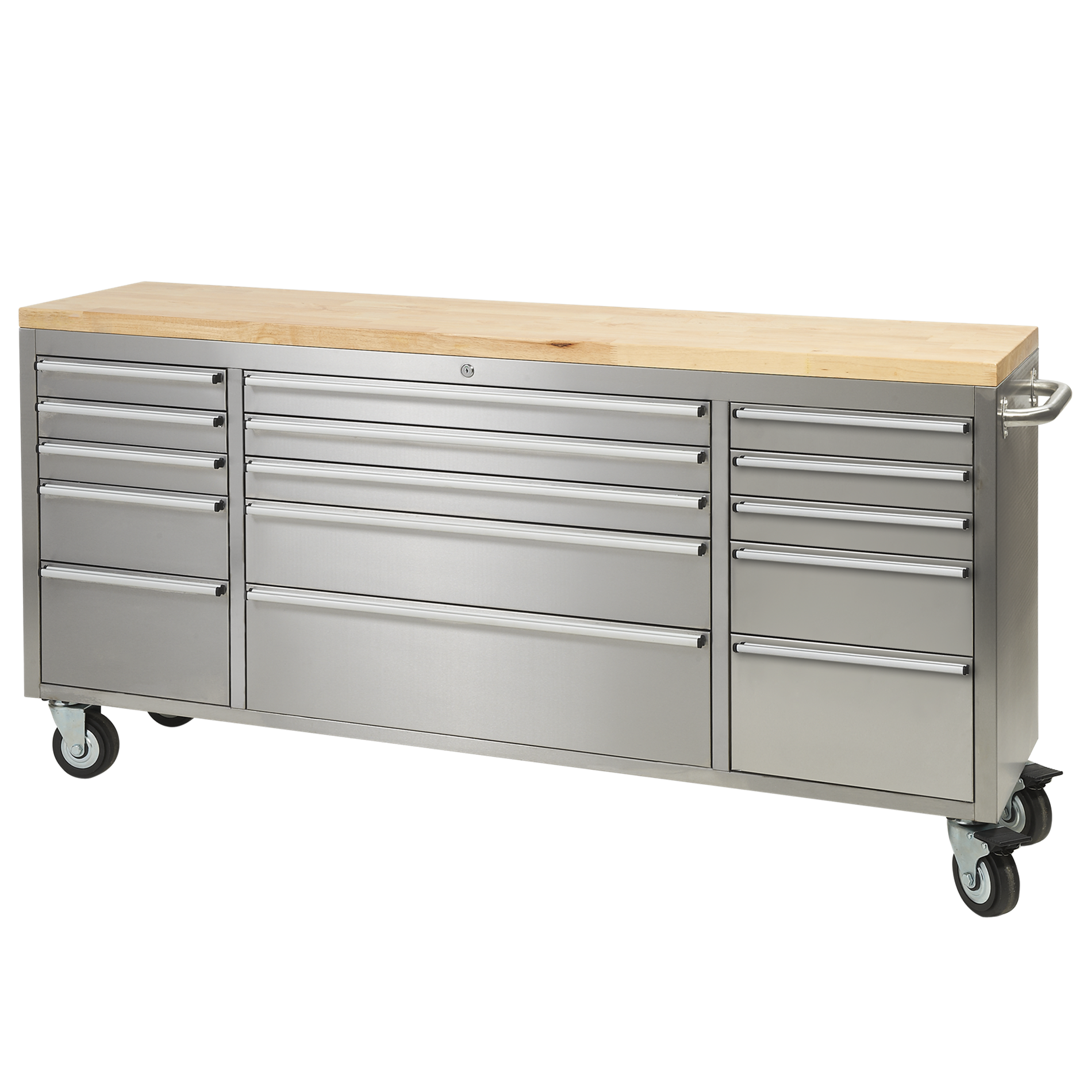 72” Stainless Steel 15 Drawers Workbench with Wheels